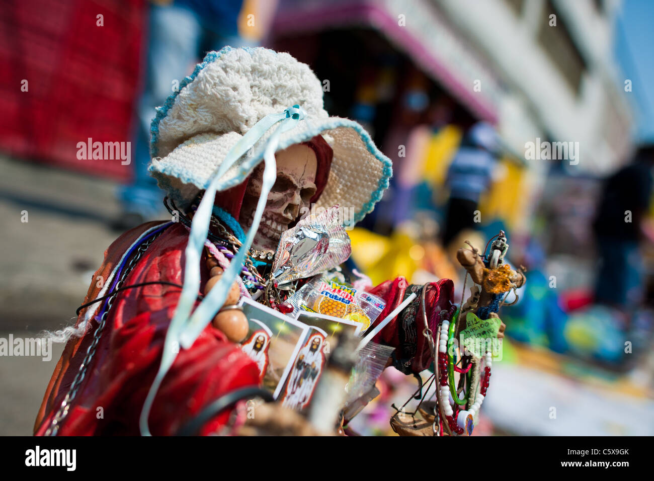 A figurine of Santa Muerte (Saint Death) seen during the pilgrimage ...