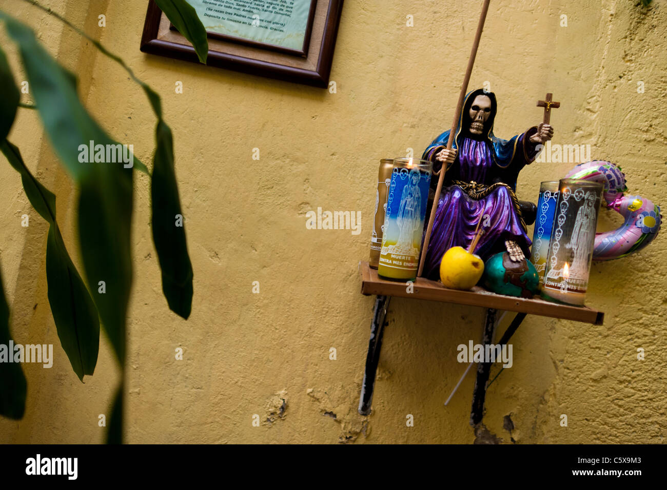 A figurine of Santa Muerte (Saint Death) seen in a temple in the ...
