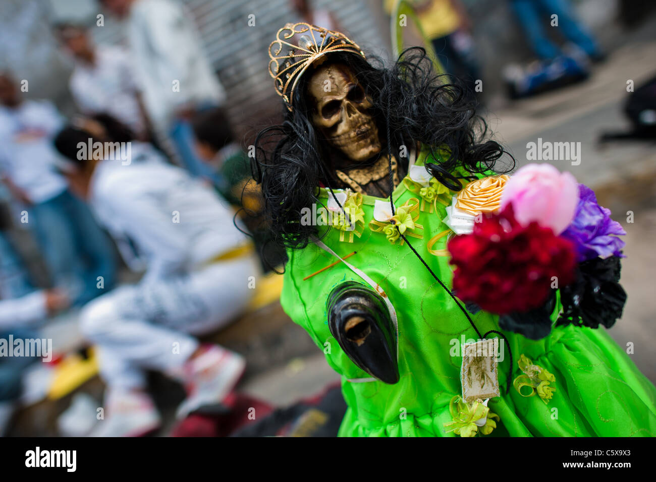 A figurine of Santa Muerte (Saint Death) seen during the pilgrimage in ...
