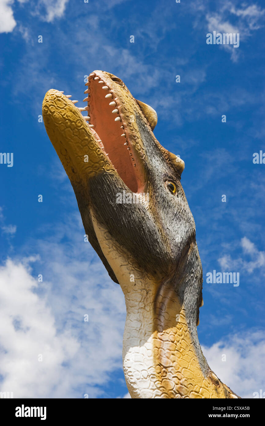 Saurian, Extinct species, Model, low angle view Stock Photo - Alamy
