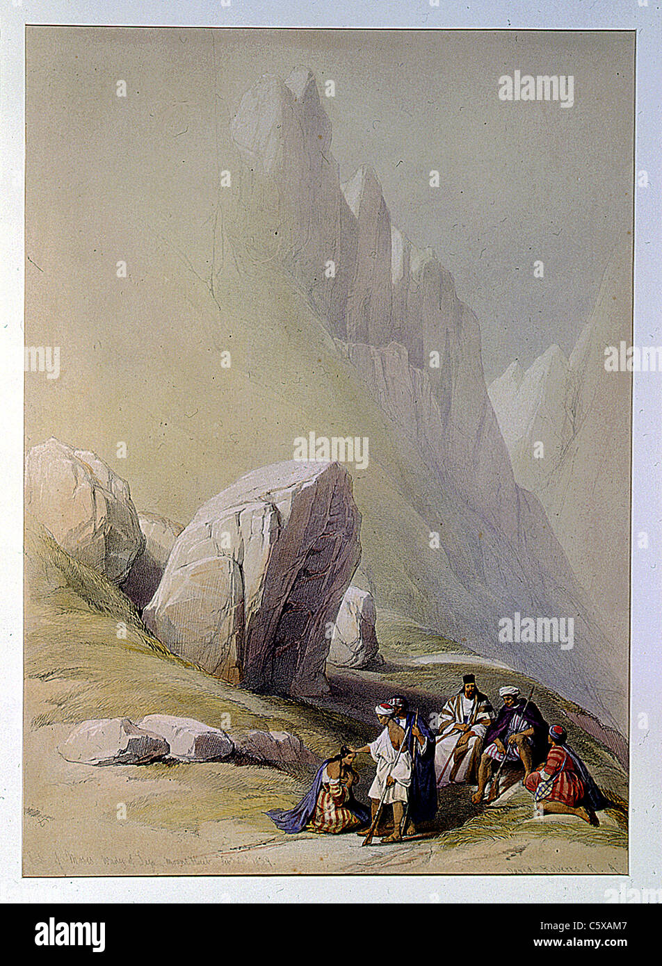 Rock of Moses Wady-el-Lega Mount Horeb Feby 22nd 1839, Louis Haghe ...