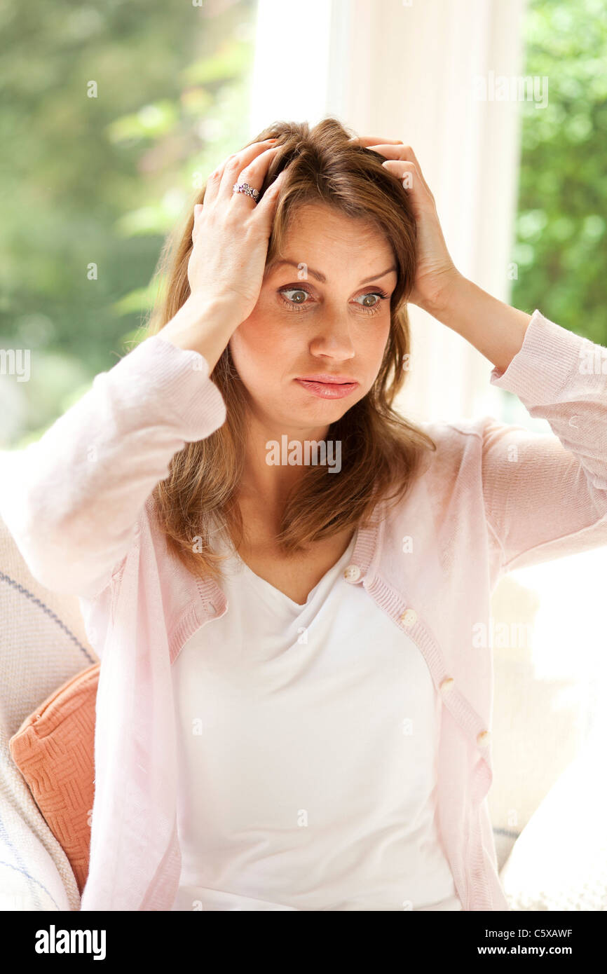 Worried 40s woman family hi-res stock photography and images - Alamy