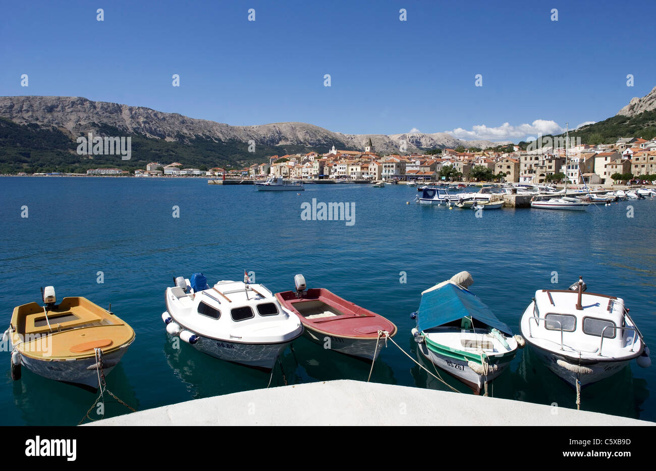 Croatia, Krk Island, Baska, Boats anchoring Stock Photo - Alamy