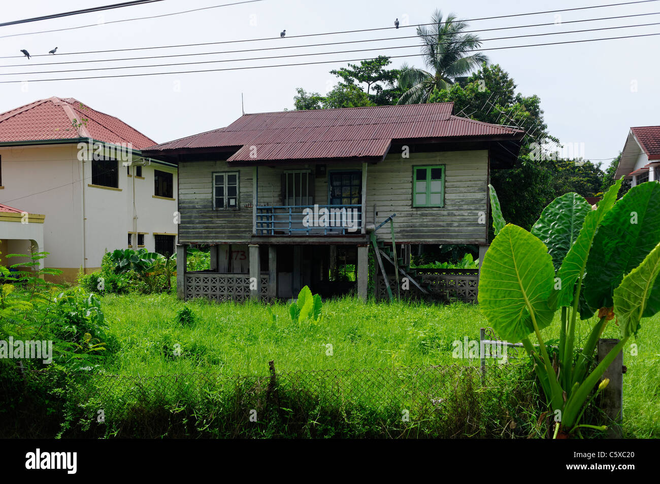 Kampong house on stilts in Labuan, Malaysia, Asia Stock Photo - Alamy