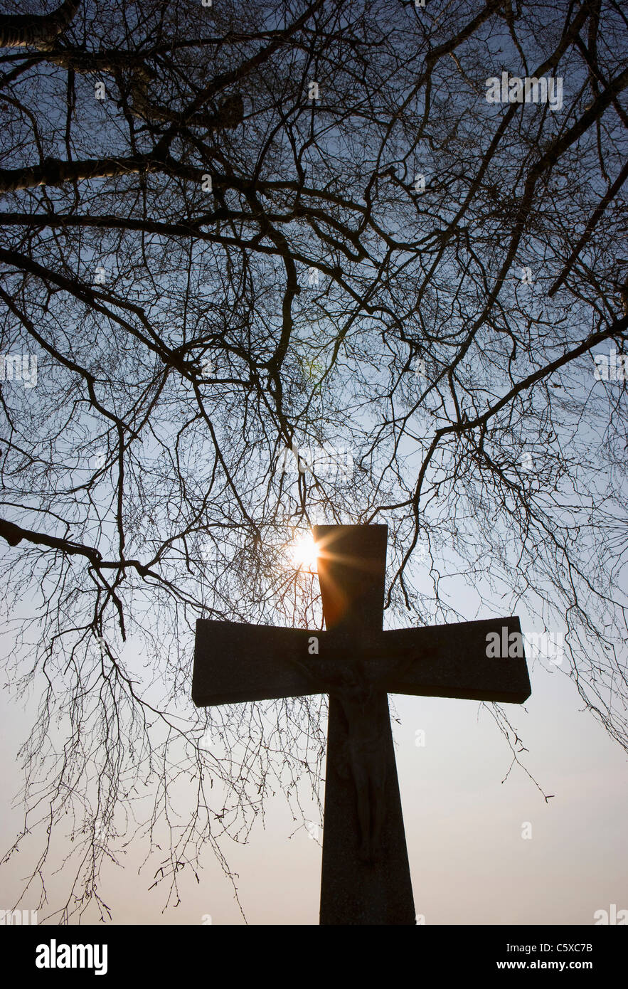 Austria, Upper Austria, Cross at street, close-up Stock Photo - Alamy
