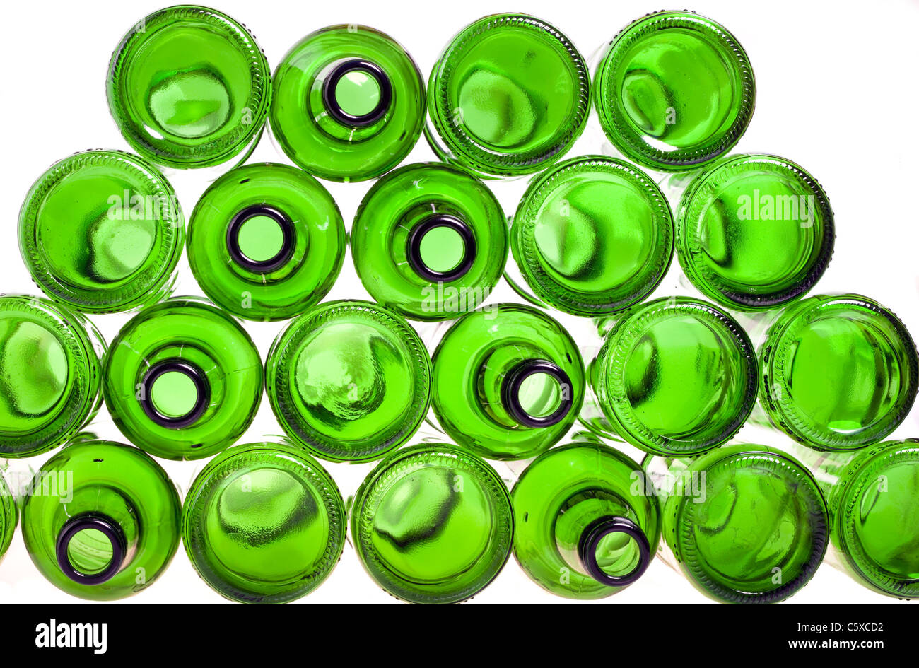 Bottoms of empty glass bottles on white background Stock Photo - Alamy