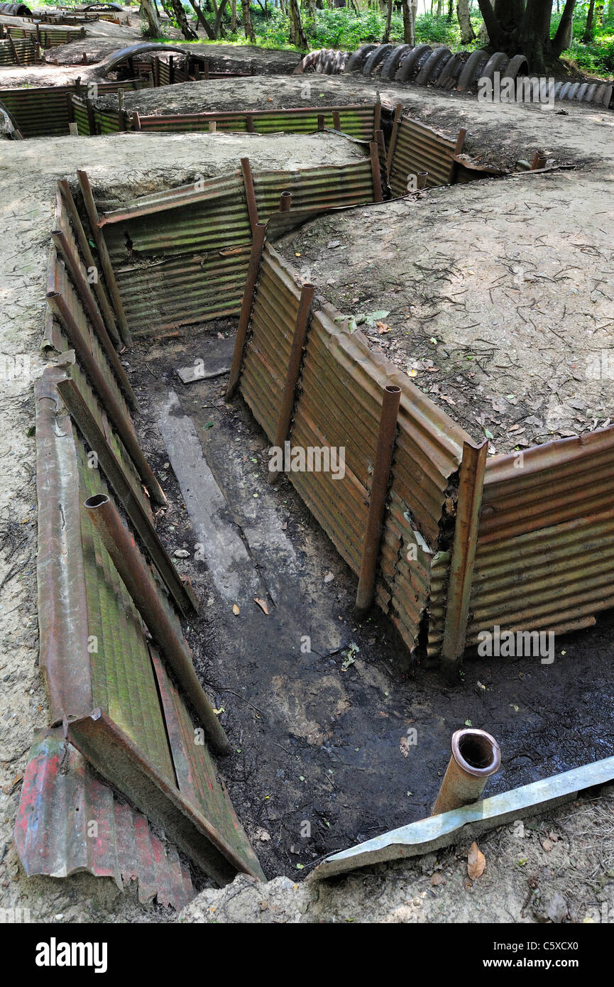 WW1 trench from First World War One at the 14-18 Sanctuary Wood Museum ...