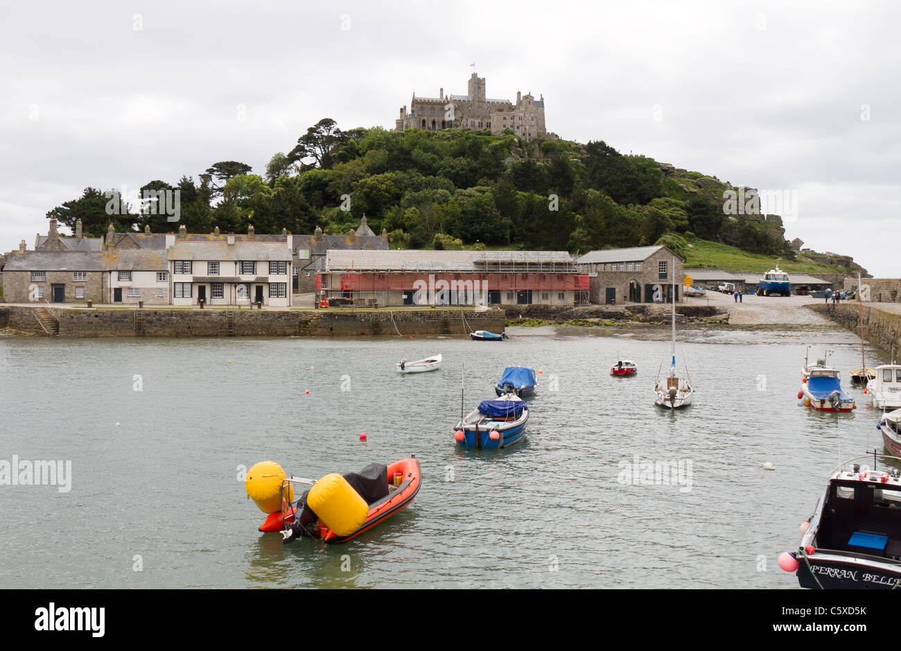 St Michaels Mount harbour at mid tide, Cornwall Stock Photo - Alamy