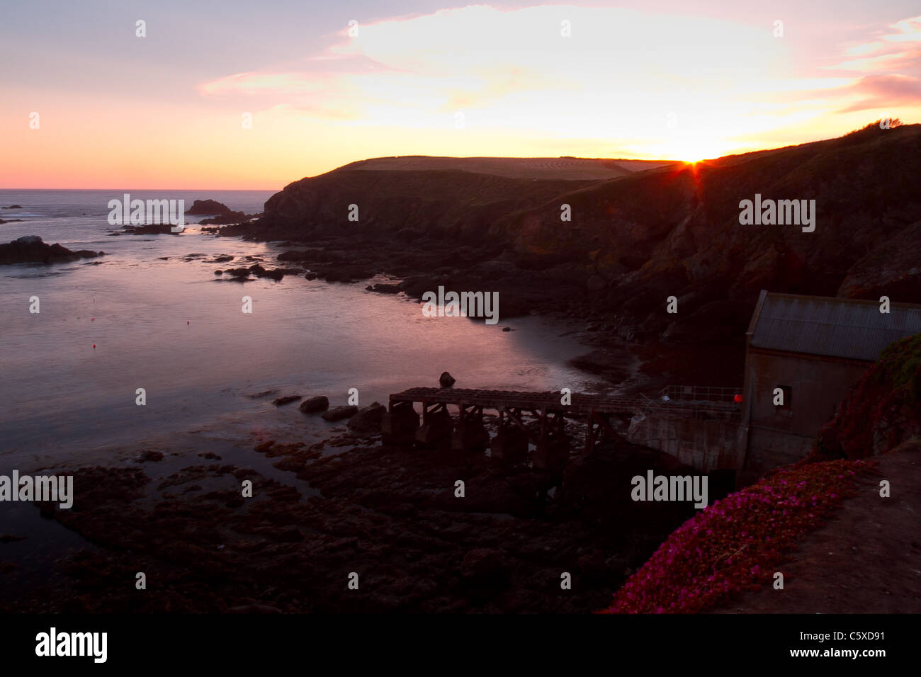 Sunset at Polpeor Cove, Lizard Point Stock Photo - Alamy