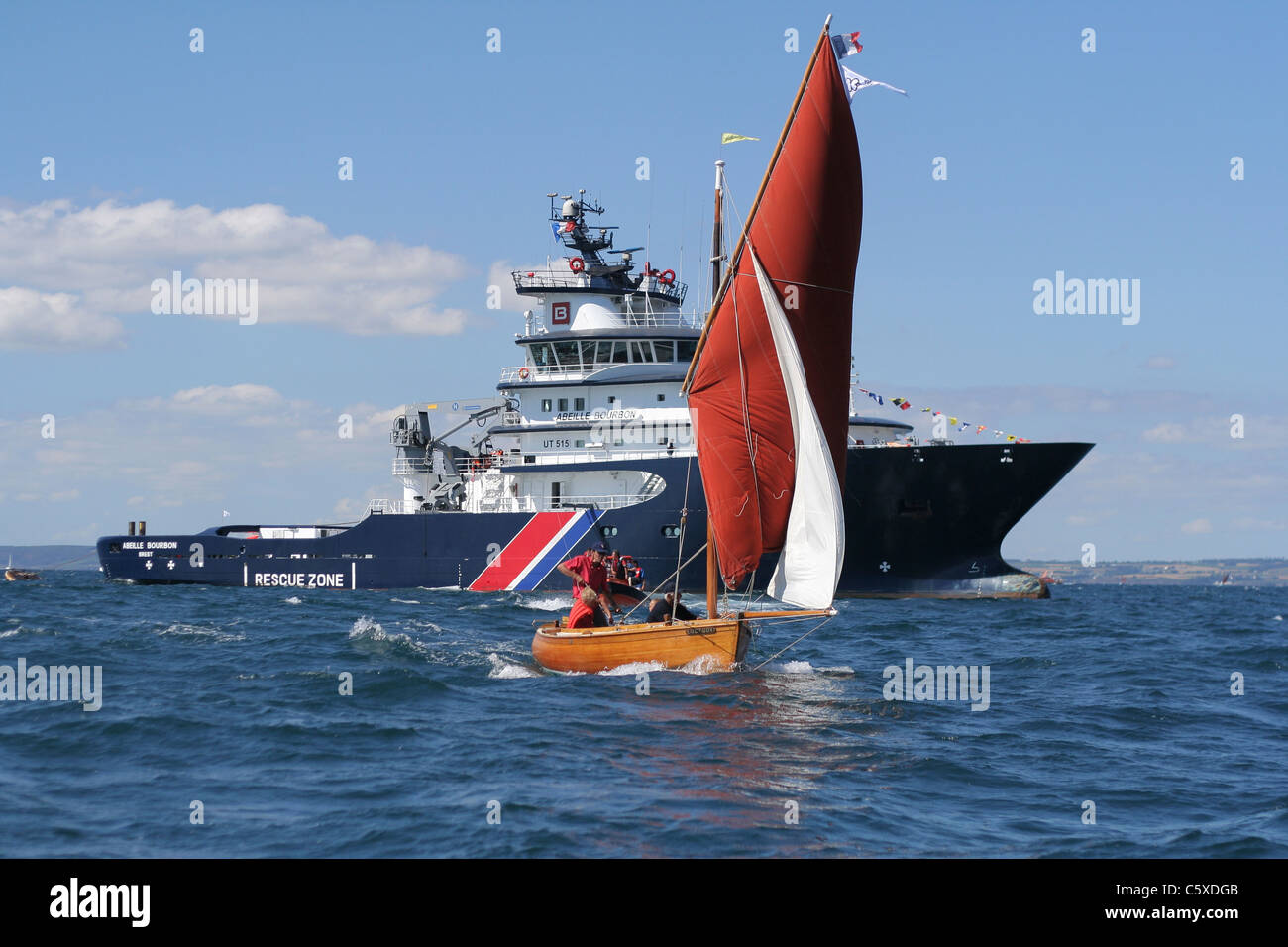 Modern french coastguard boat, tugboat Abeille Bourbon, bay of ...
