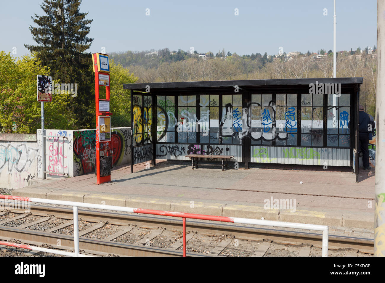 Famous Prague tram station Branic Stock Photo - Alamy