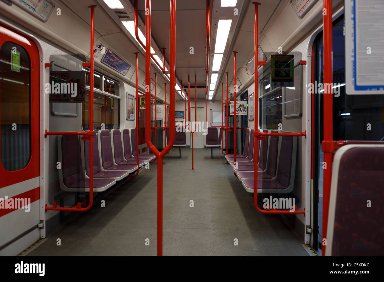 Inside Prague metro (underground) train Stock Photo - Alamy