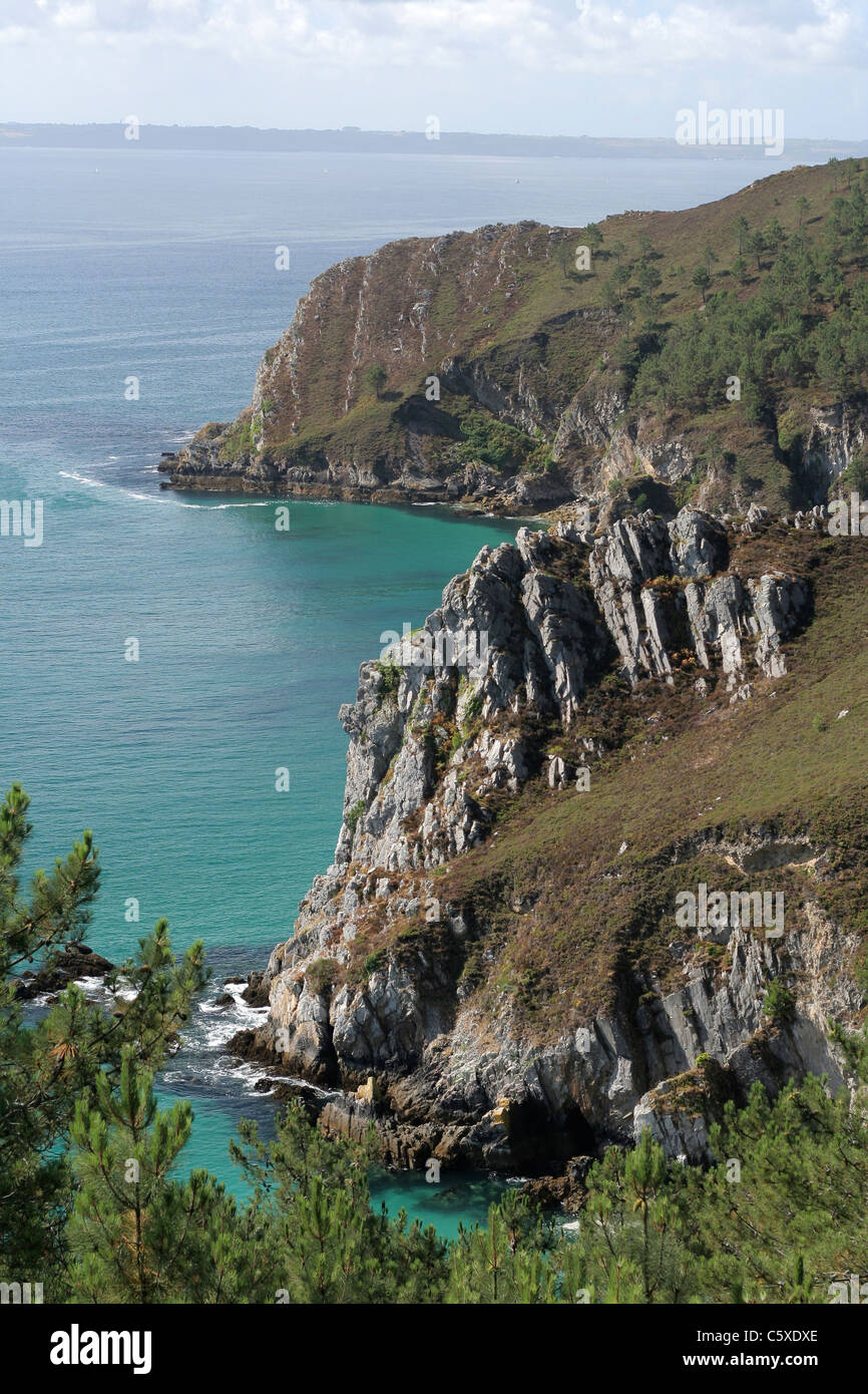 GR34 coastal path, Bay Morgat Crozon Peninsula (Finistere, Brittany ...