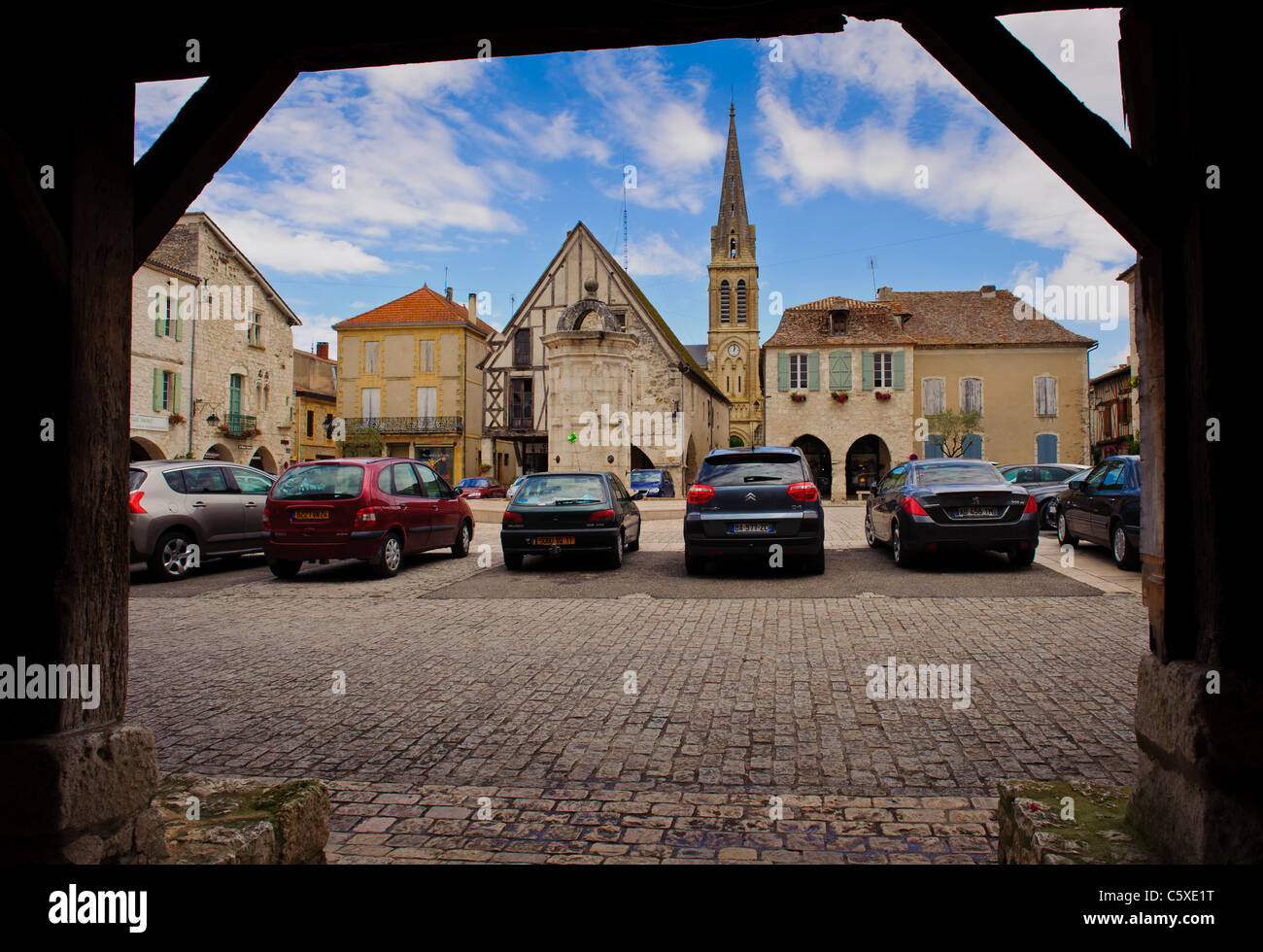 Market square in Eymet, France Stock Photo - Alamy