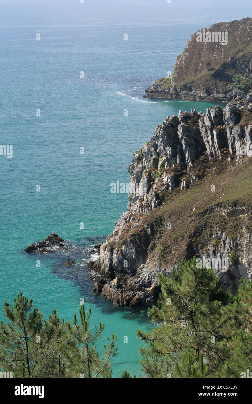 GR34 coastal path, Bay Morgat Crozon Peninsula (Finistere, Brittany ...