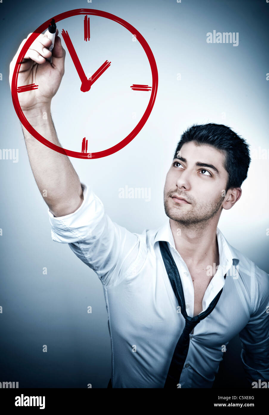 Clock man draw hi-res stock photography and images - Alamy