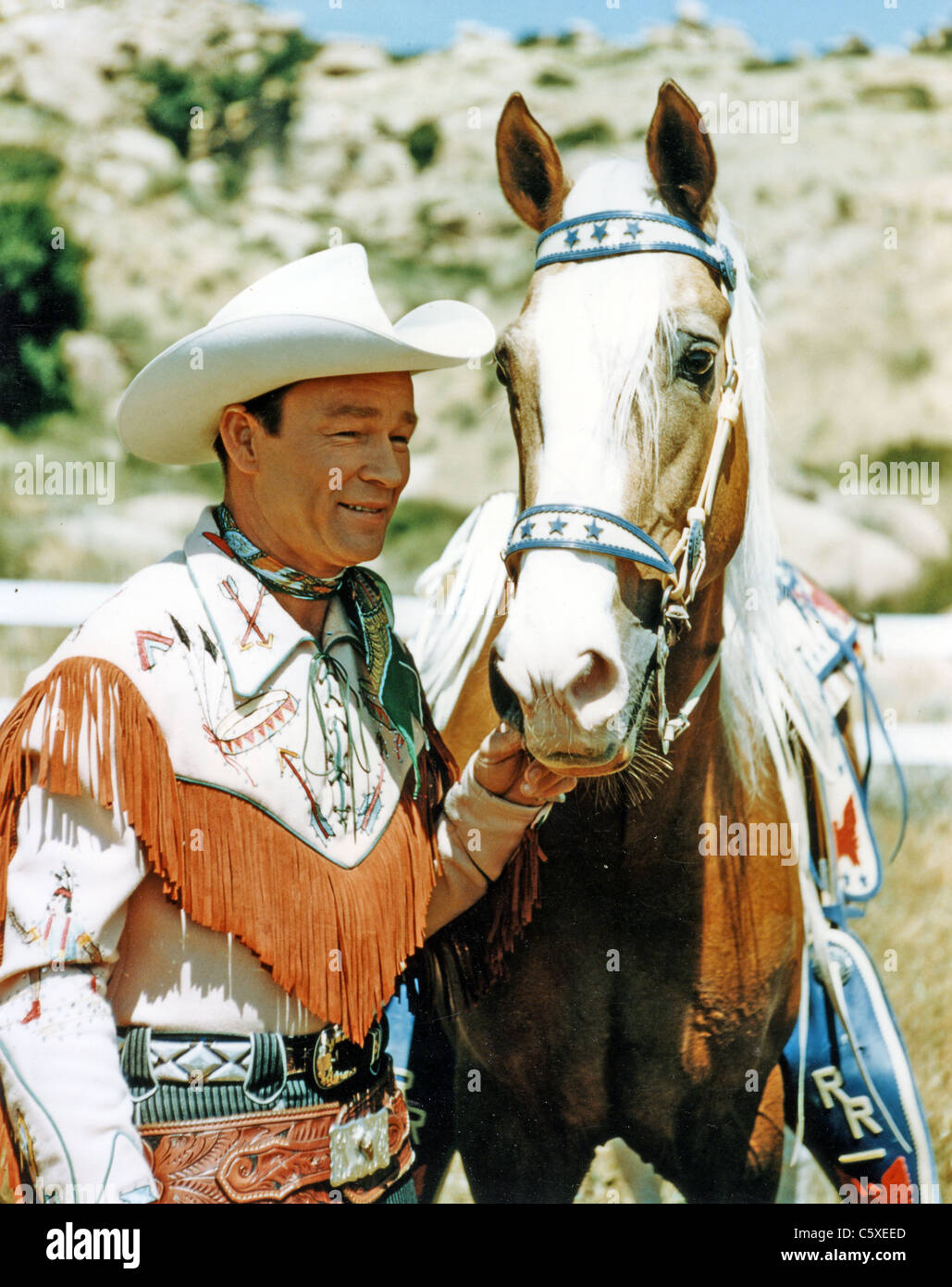 ROY ROGERS (1911-1998) US singer and cowboy film actor with is horse ...