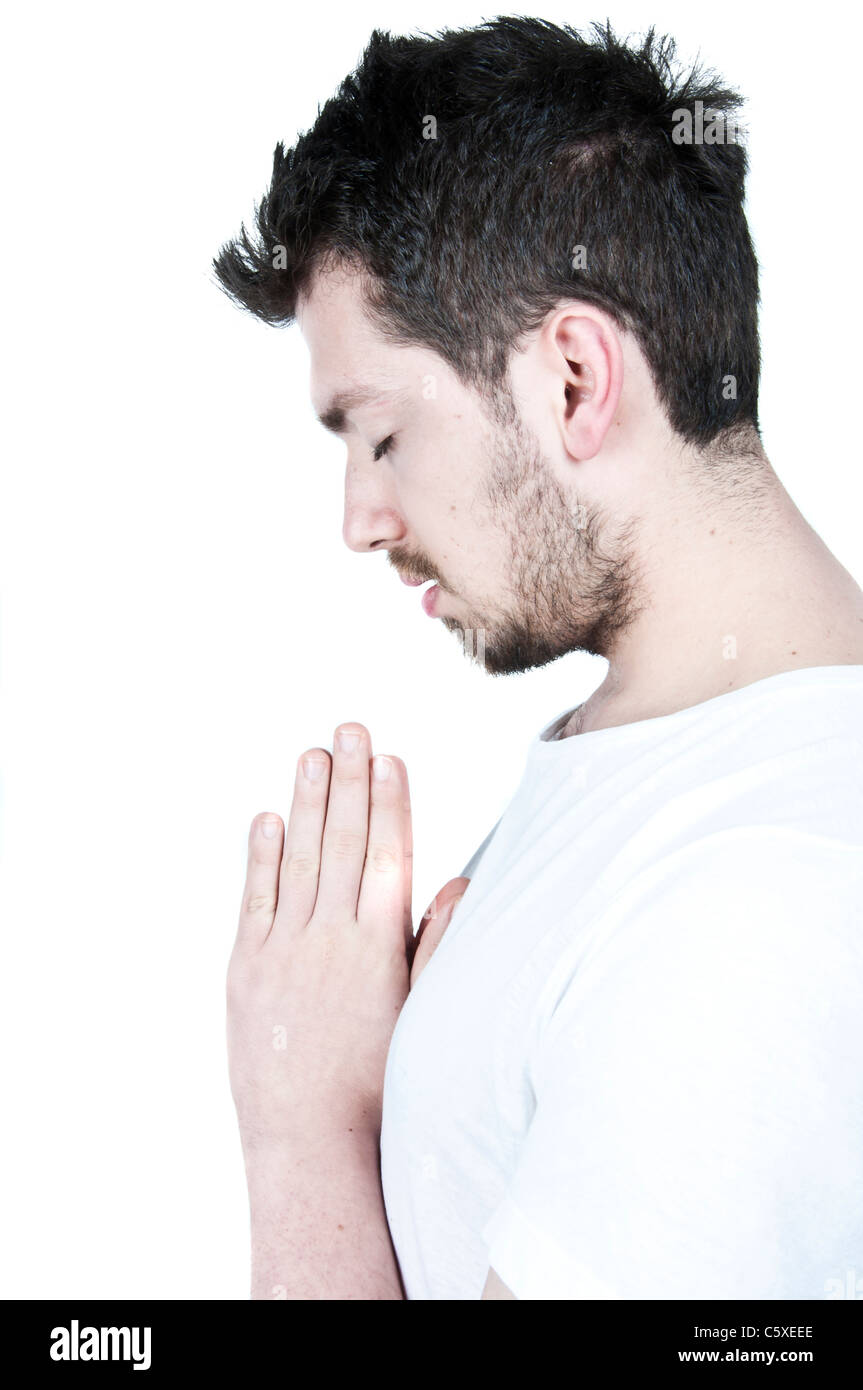 Adult bearded man praying god hi-res stock photography and images - Alamy