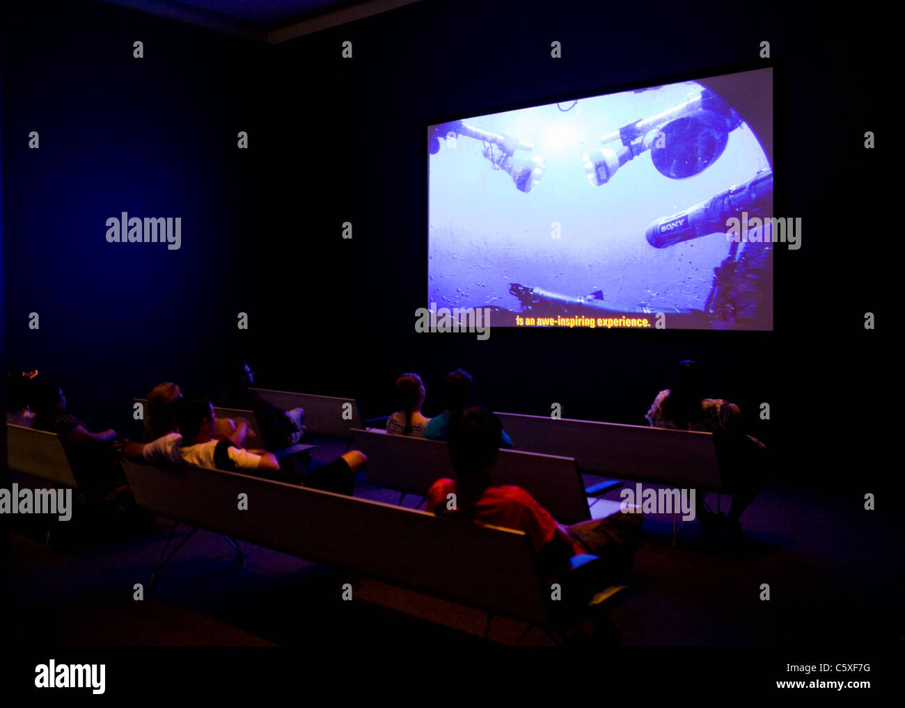 Interior view of small movie theater Stock Photo - Alamy