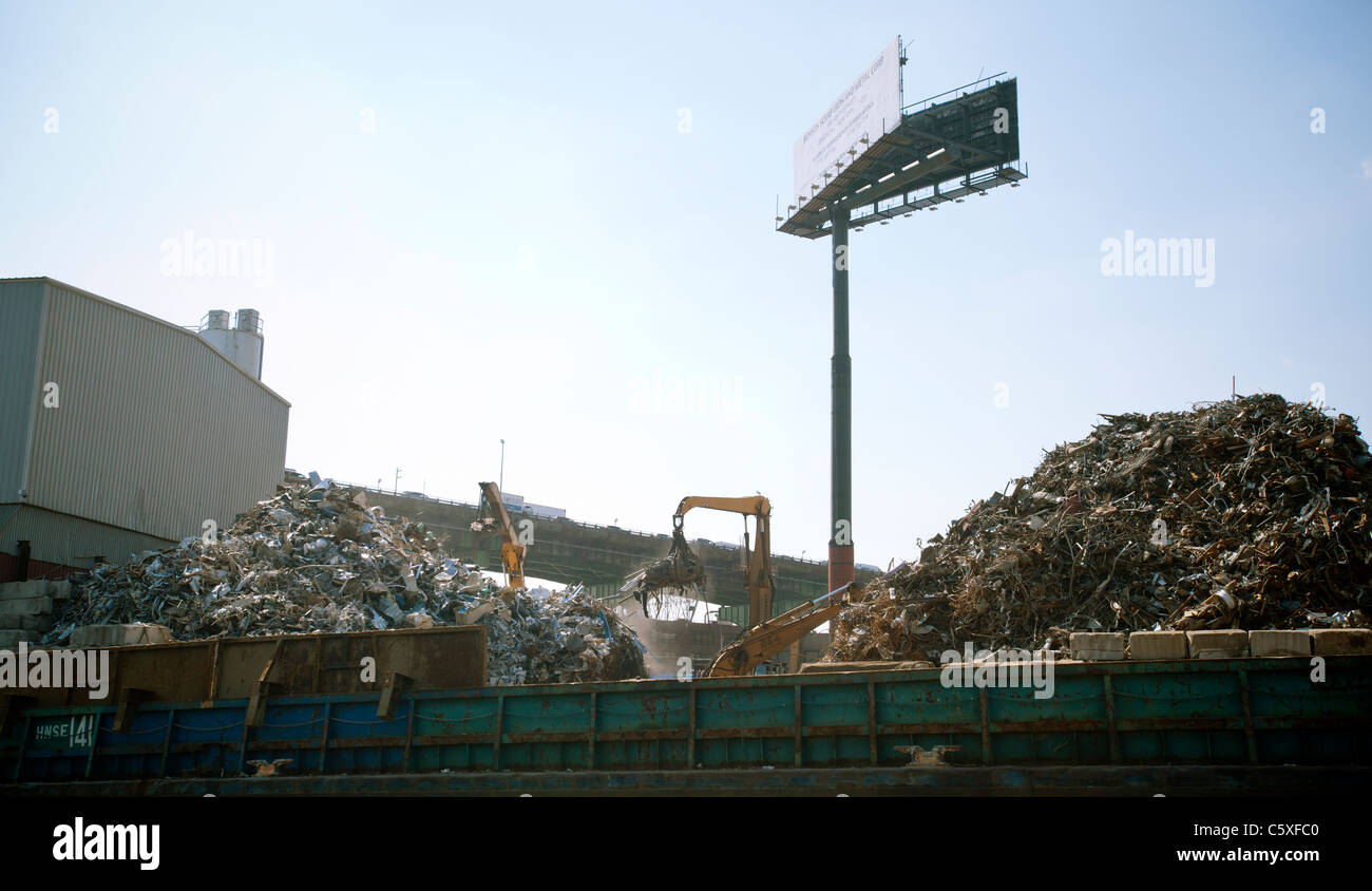 Metal awaiting processing in a recycling plant along the Gowanus Canal ...