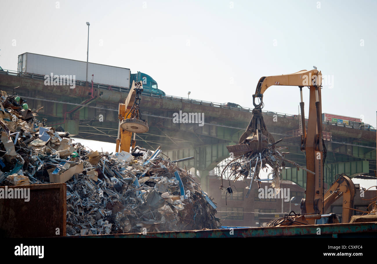 Metal awaiting processing in a recycling plant along the Gowanus Canal ...