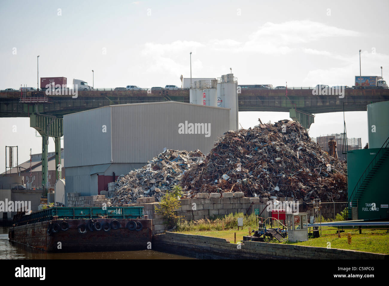 Metal awaiting processing in a recycling plant along the Gowanus Canal ...