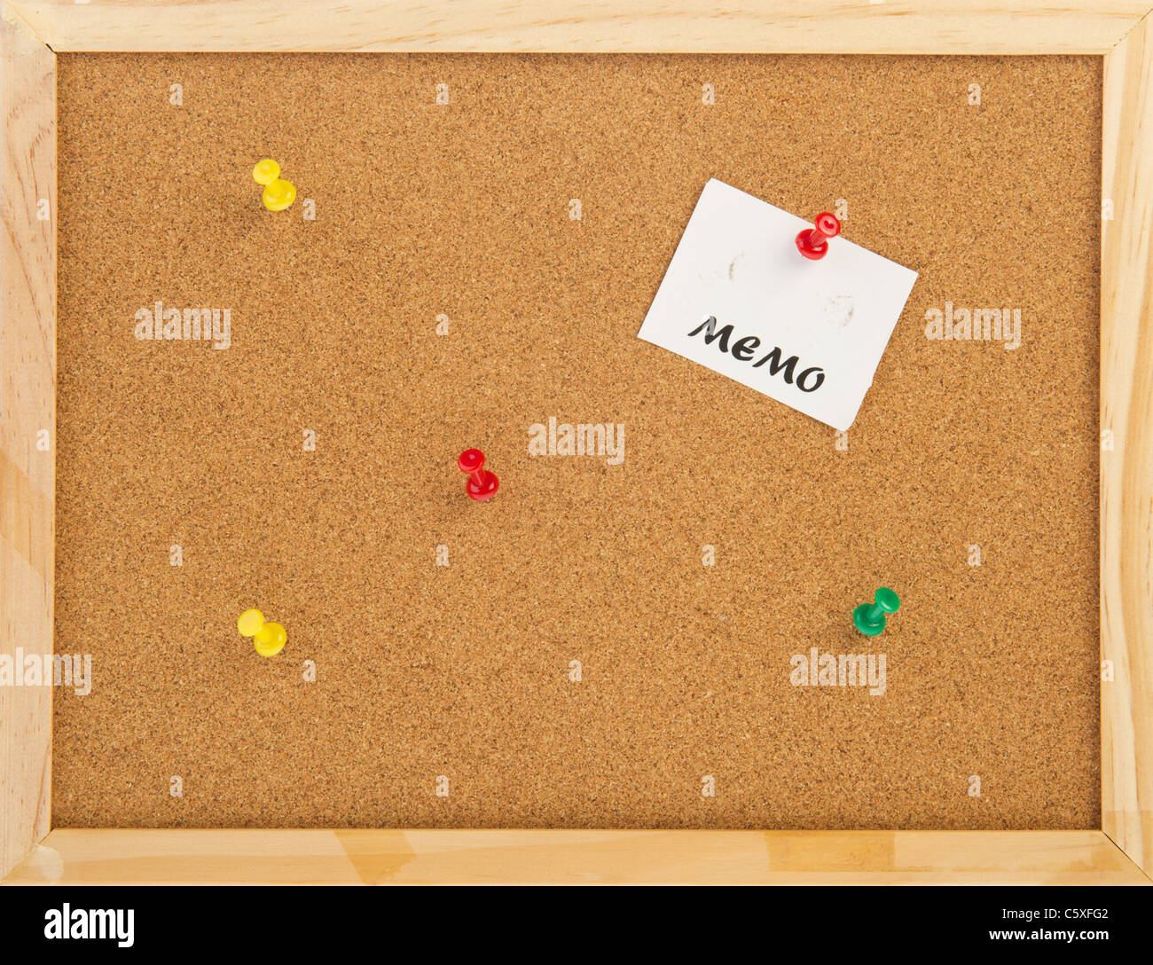 empty cork memo board with wooden frame and pins Stock Photo - Alamy
