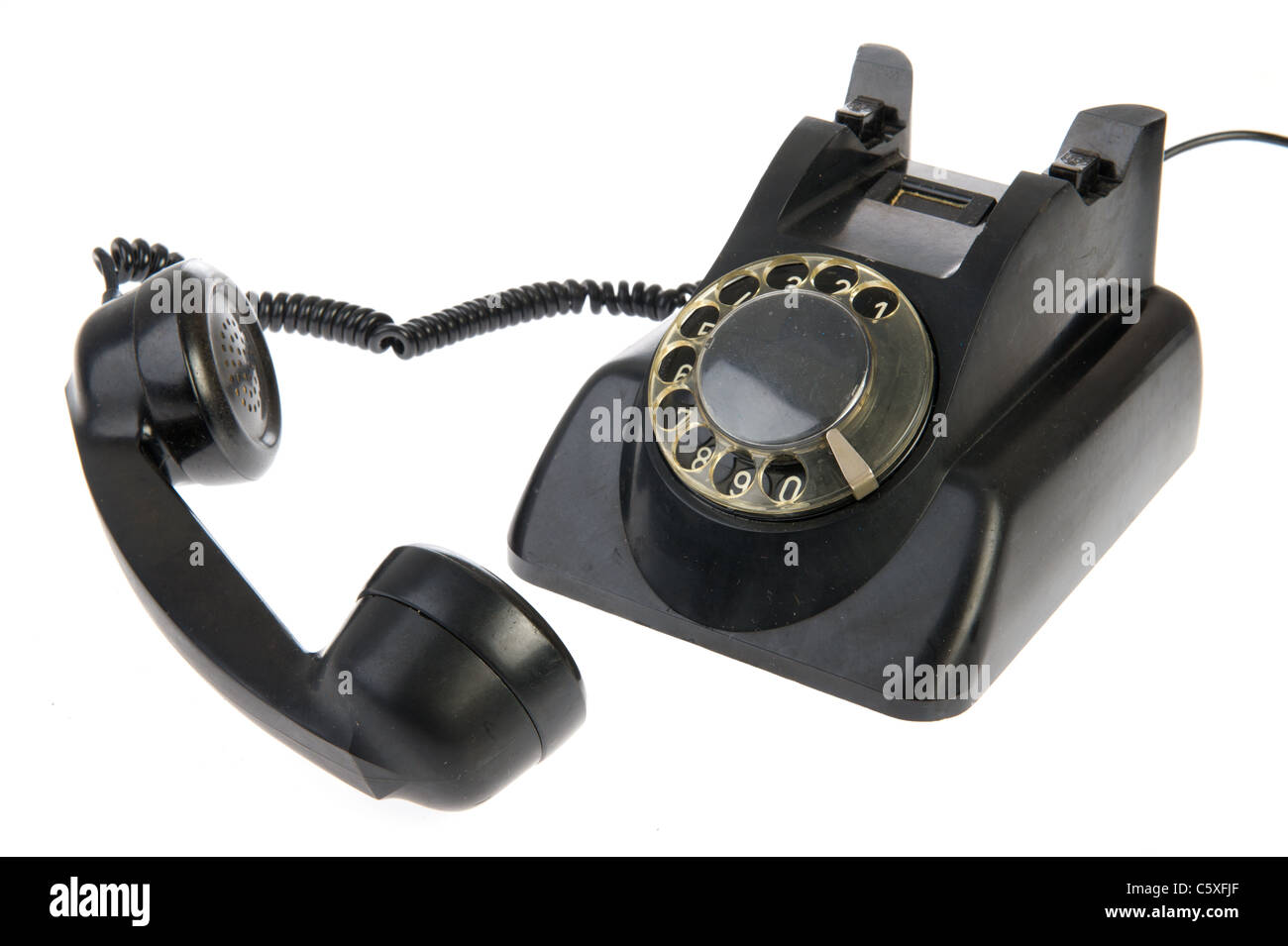 Vintage black telephone with numbers isolated over white Stock Photo ...
