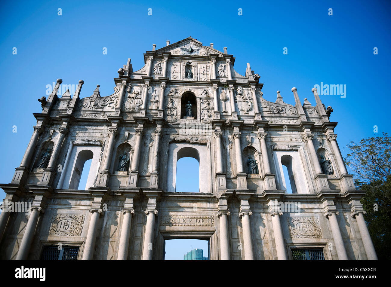 Jesuits burned cathedral church frontal wall in Macao China Stock Photo ...
