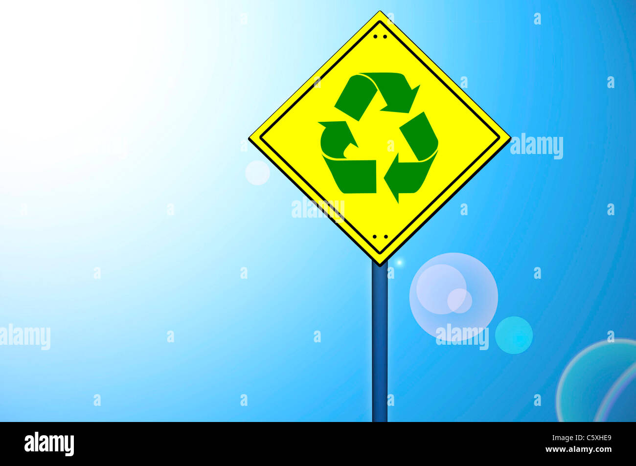 Recycling symbol on road sign hi-res stock photography and images - Alamy