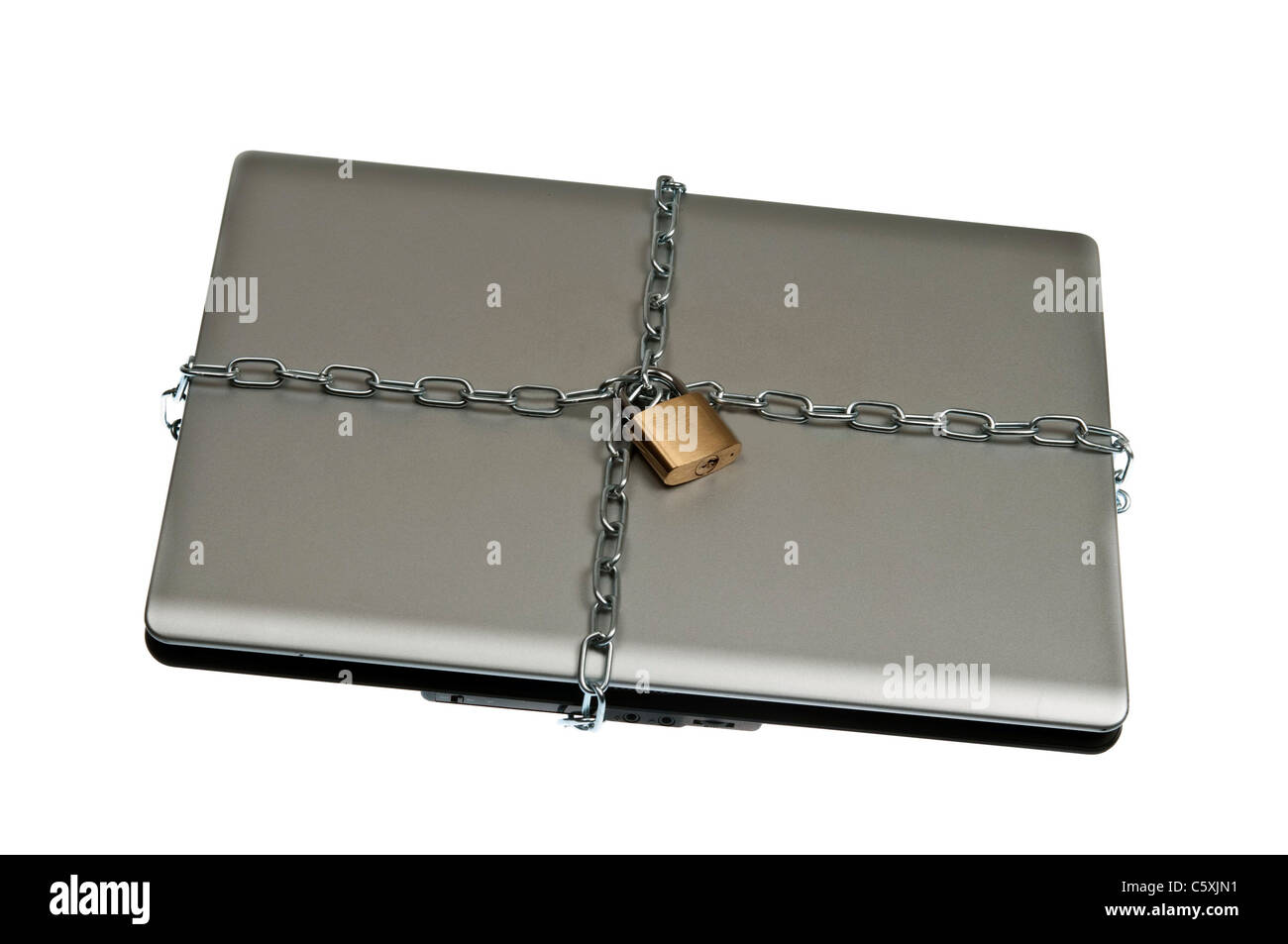 Laptop locked on white background Stock Photo - Alamy