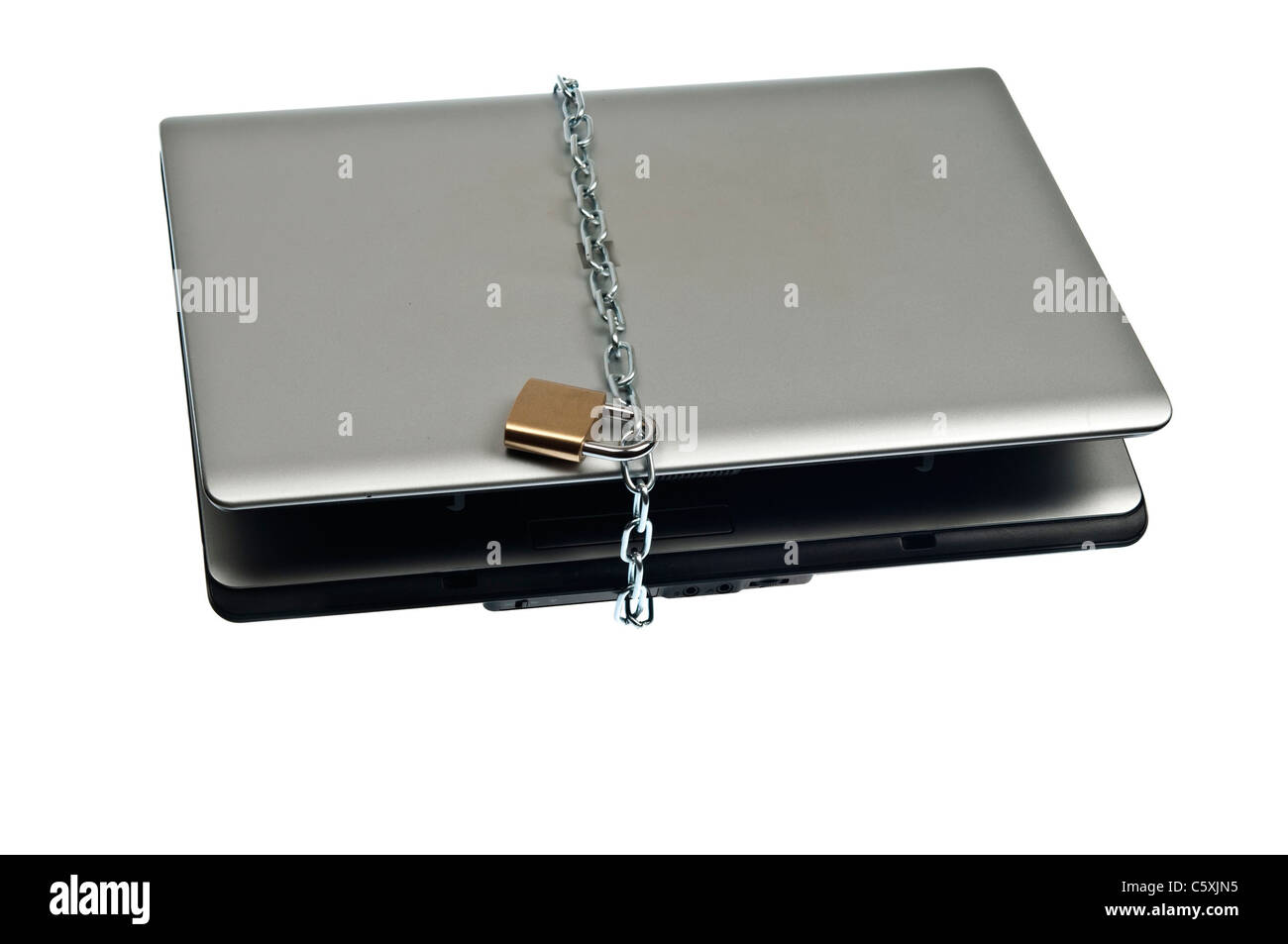 Laptop locked on white background Stock Photo - Alamy