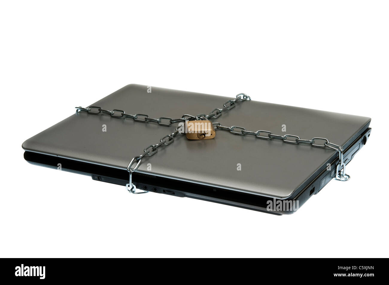 Laptop locked on white background Stock Photo - Alamy