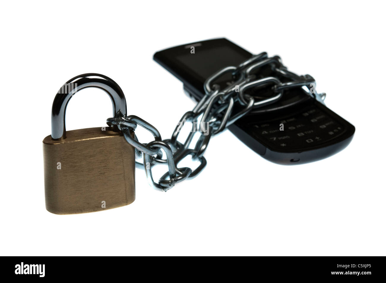 Phone locked on white background Stock Photo - Alamy