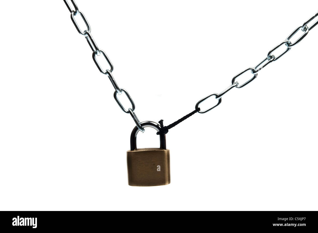 Weak chain on white background Stock Photo - Alamy