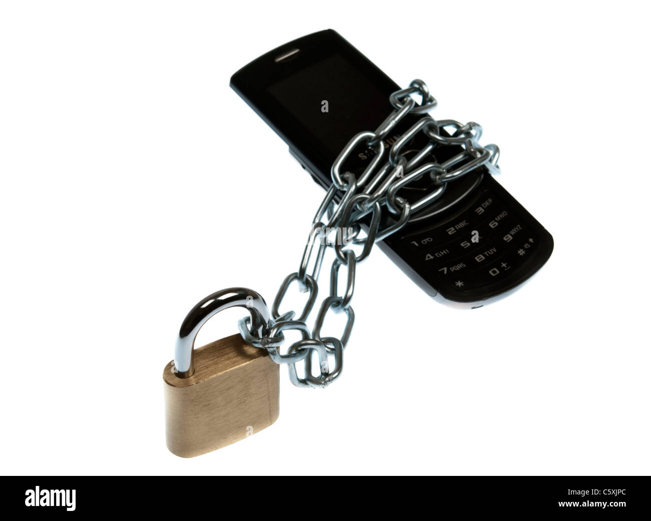 Phone locked on white background Stock Photo - Alamy