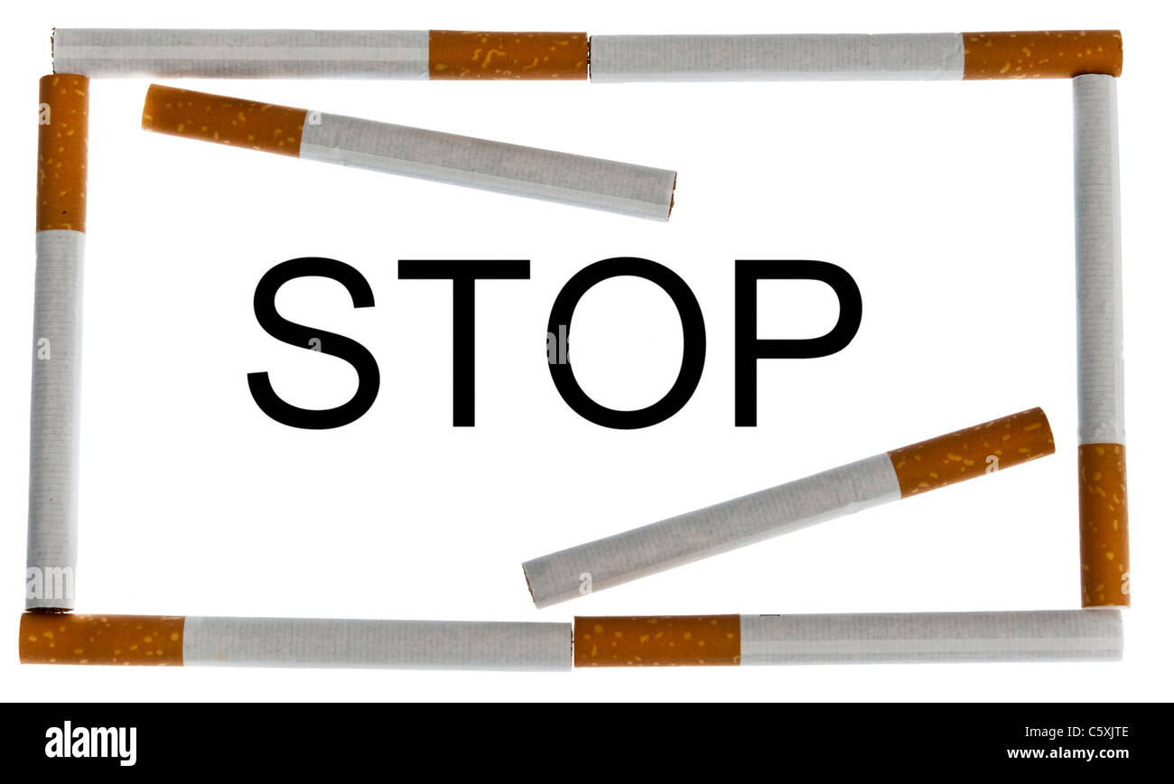 Stop cigarette message in frame Stock Photo - Alamy