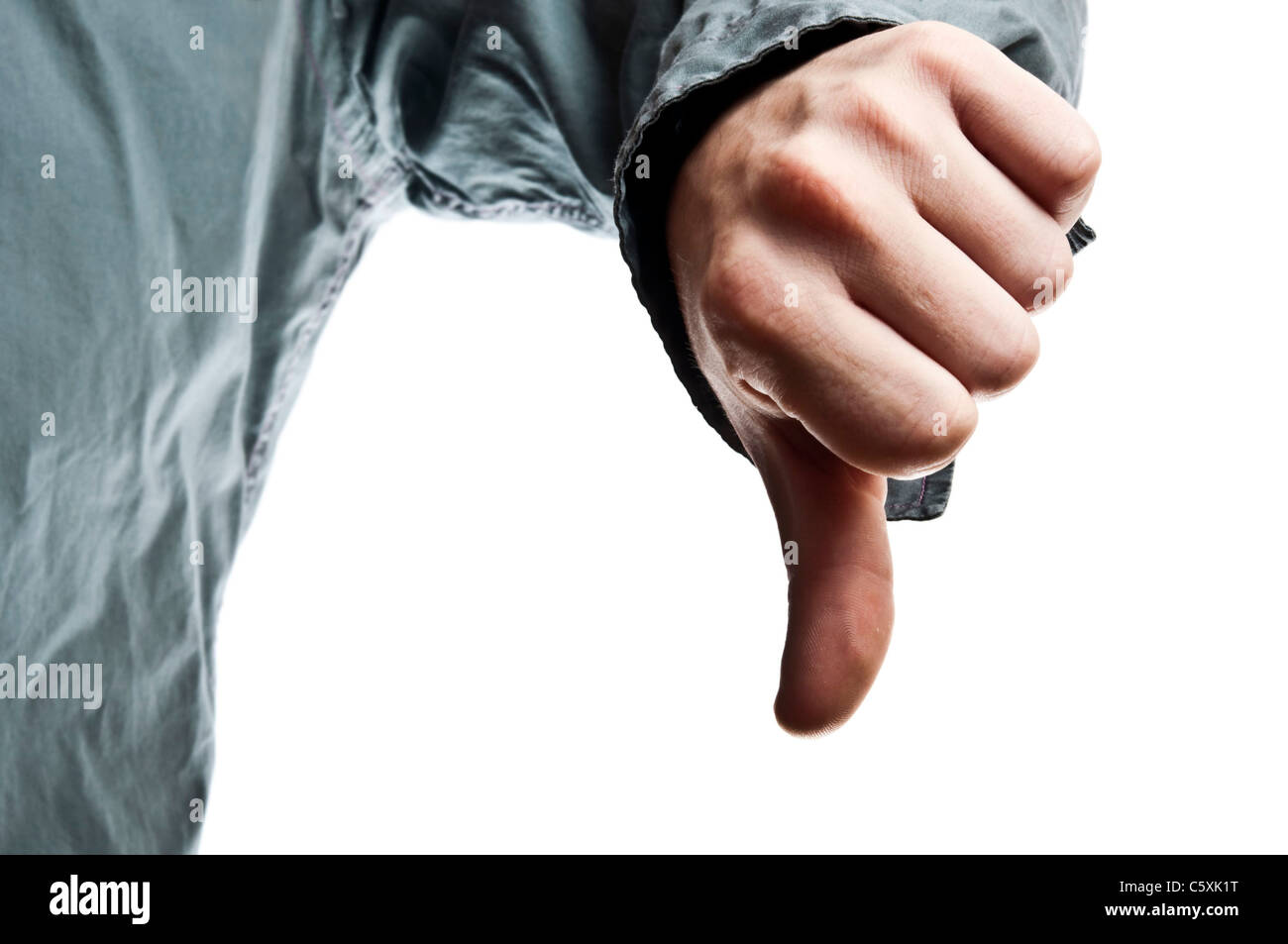 Business man showing against sign Stock Photo - Alamy