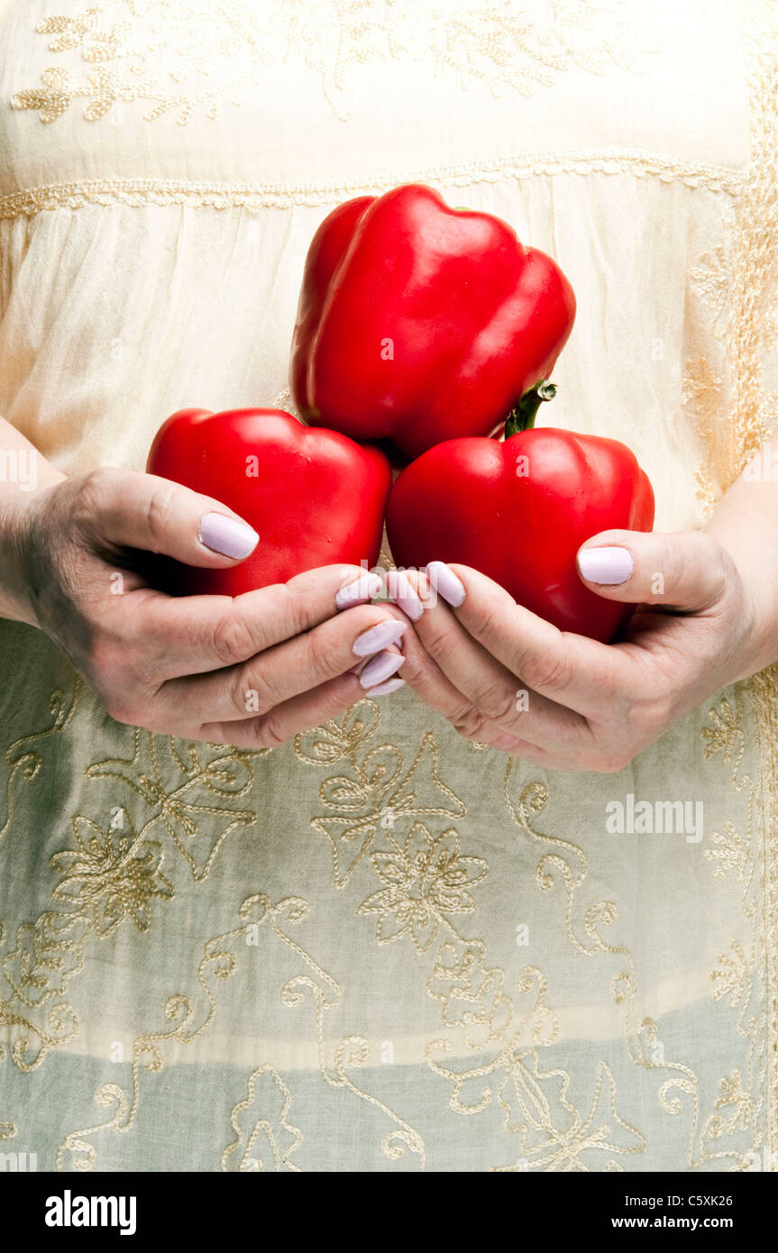 Food in woman hand Stock Photo - Alamy