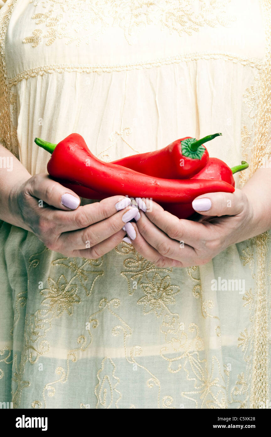 Food in woman hand Stock Photo - Alamy