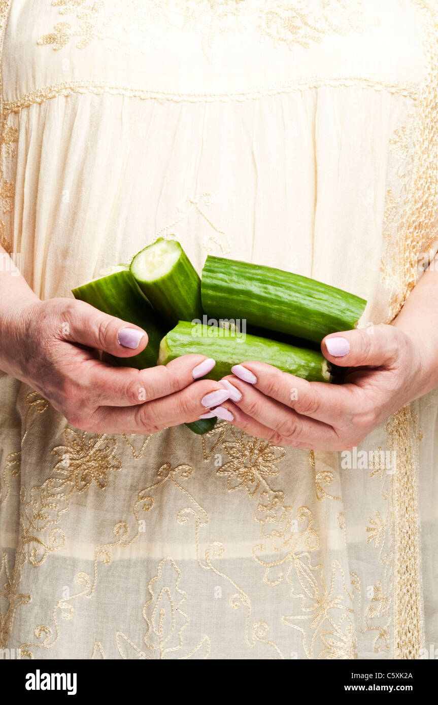 Food in woman hand Stock Photo - Alamy