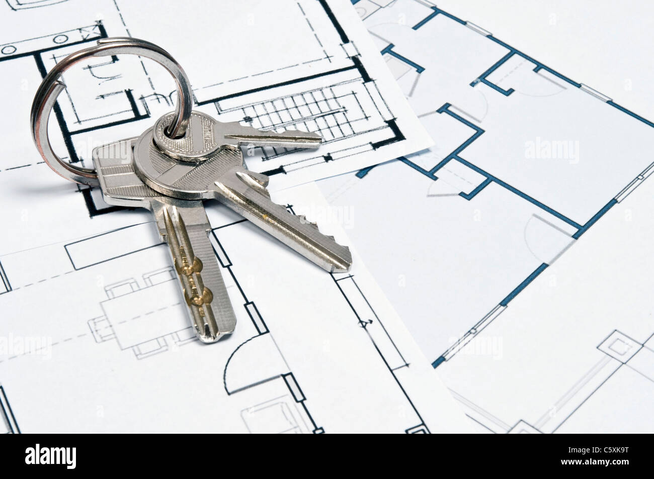 Closeup to key on house plan Stock Photo - Alamy