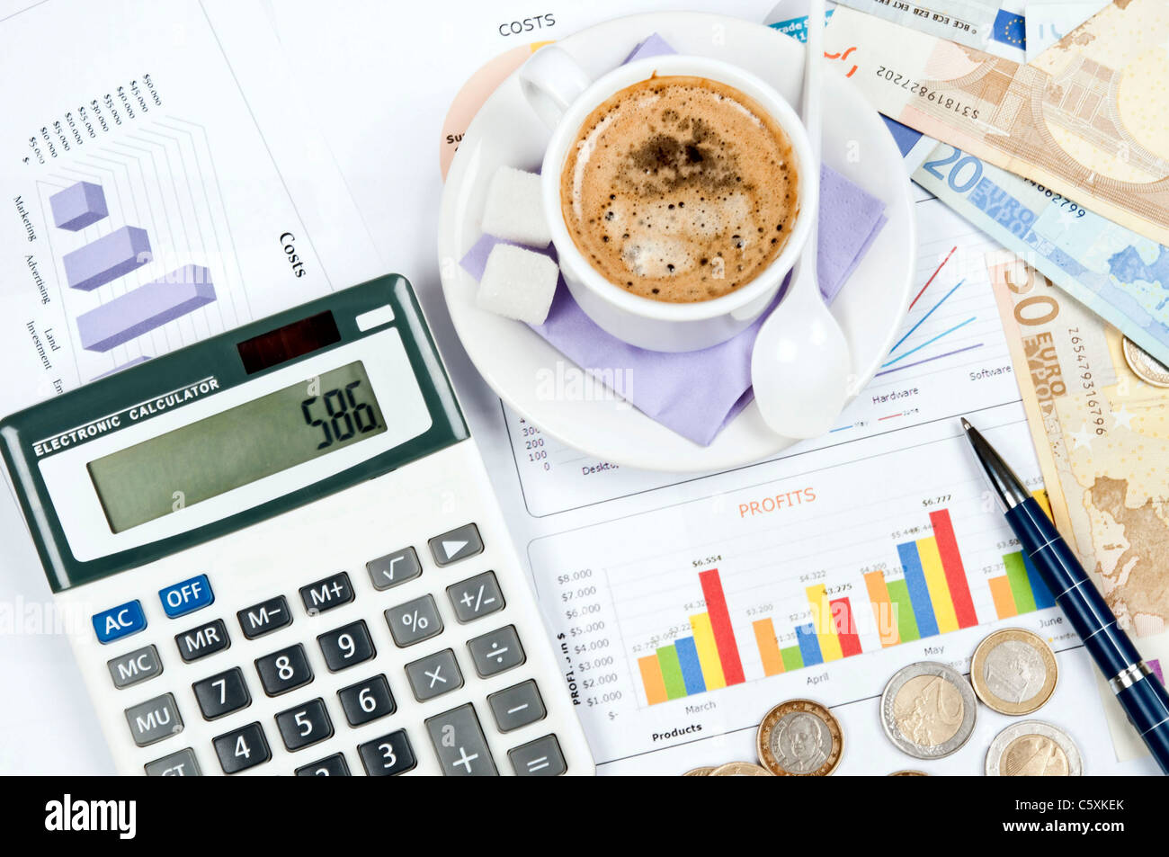 Financial paper and office tools Stock Photo - Alamy