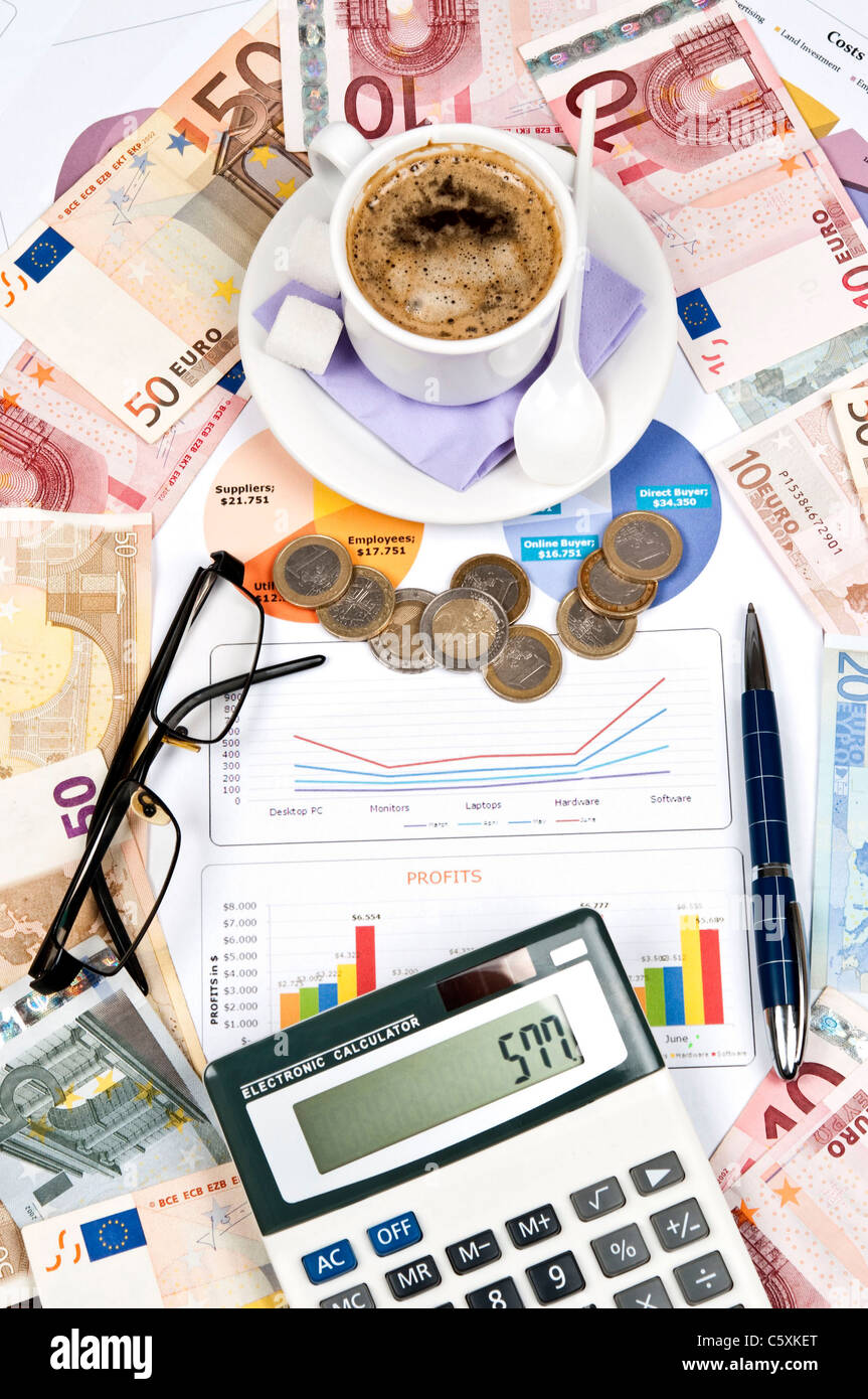 Financial paper and office tools Stock Photo - Alamy
