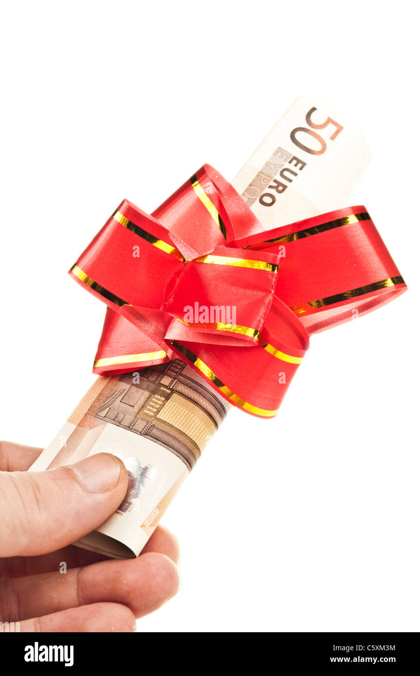 Fifty euro banknote as present Stock Photo - Alamy