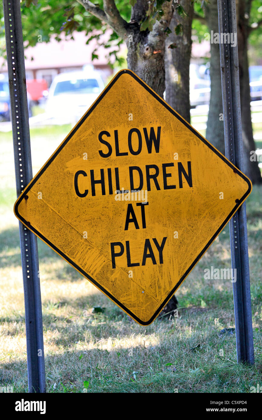 Children at play warning sign, Long Island NY Stock Photo - Alamy