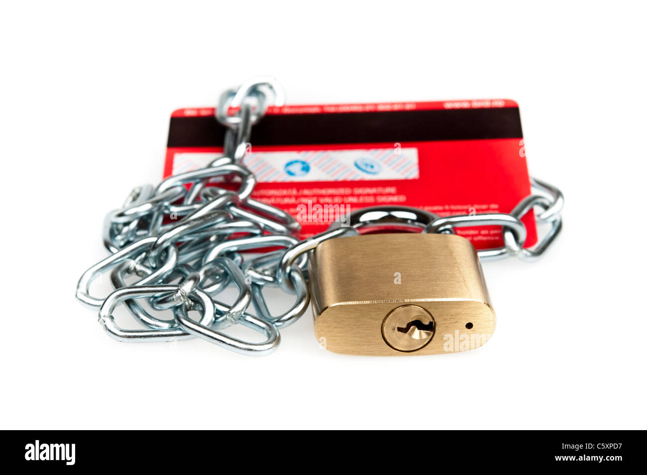 Padlock and credit card on white Stock Photo - Alamy