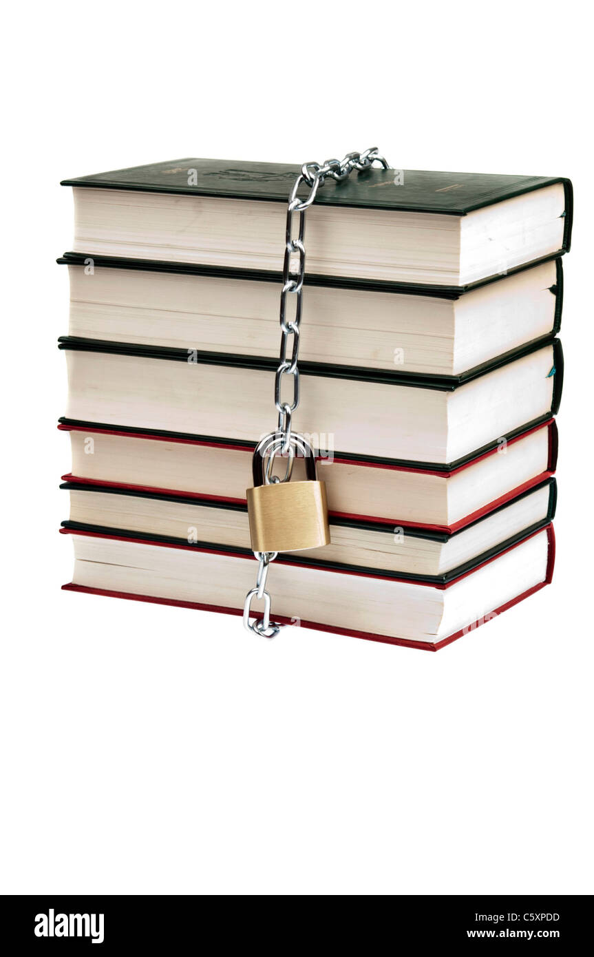 Padlock and book on white Stock Photo - Alamy