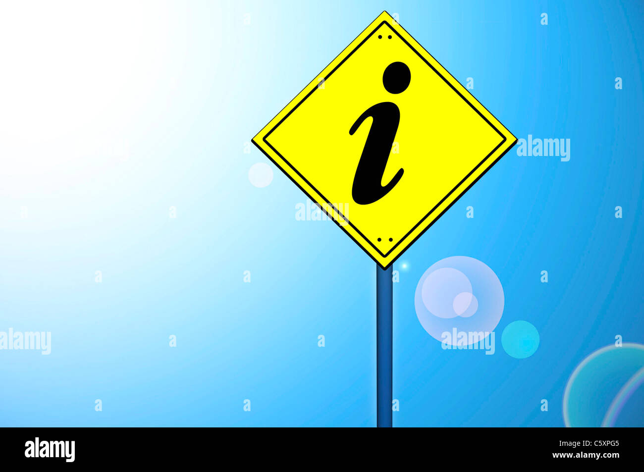 Info sign on yellow road sign Stock Photo - Alamy
