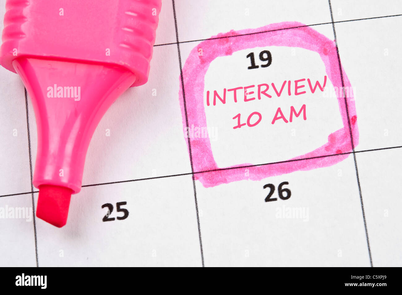 Calendar job interview reminder hi-res stock photography and images - Alamy